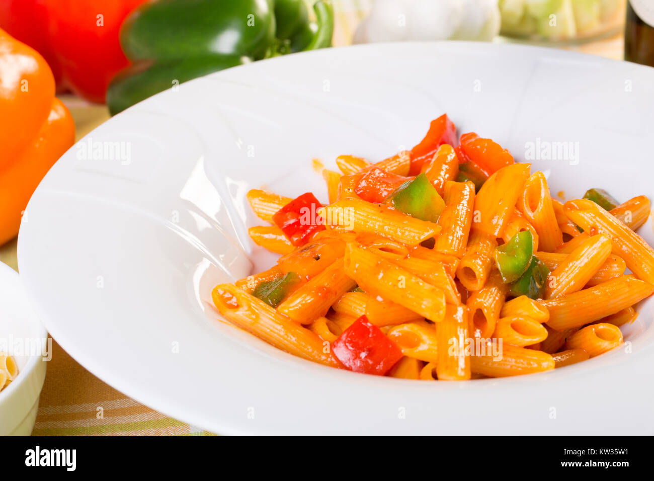 close up of vegetarian pasta with red sauce Stock Photo - Alamy