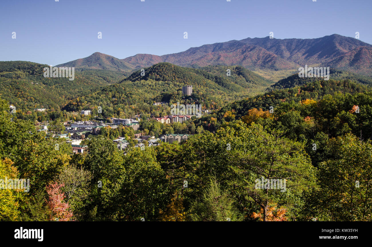 Overlook View Of Gatlinburg. View of the popular resort town of ...