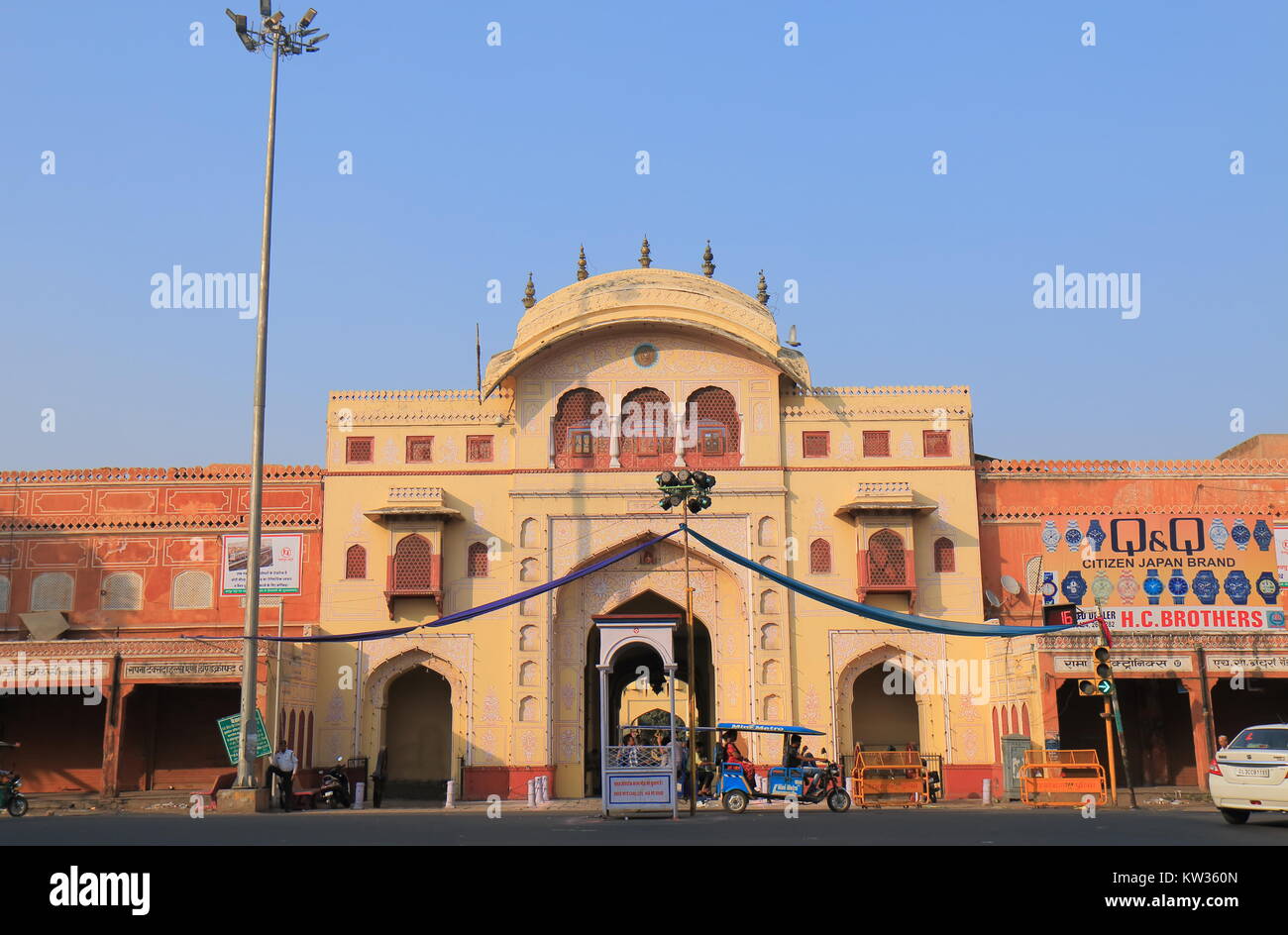 People visit Tripolia gate historical building in Jaipur India Stock ...