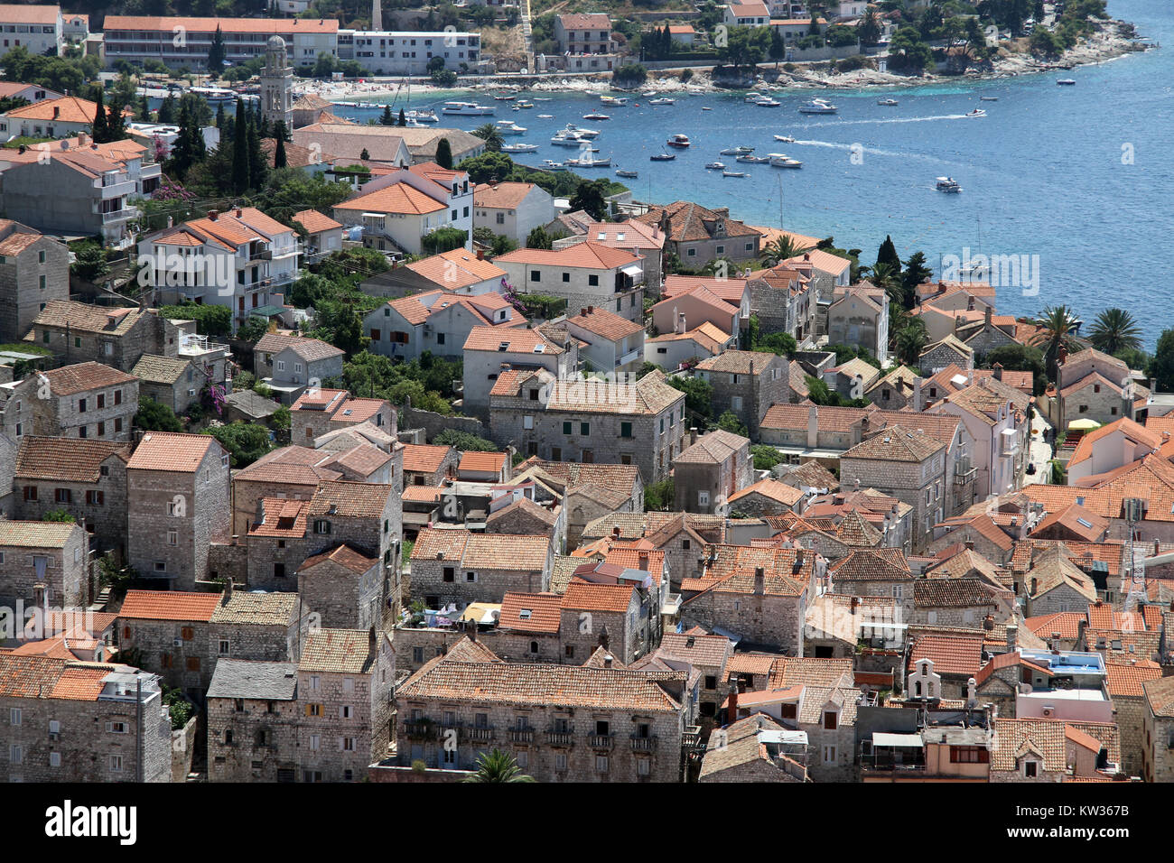 Port and houses in the center of Hvar, Croatia Stock Photo - Alamy