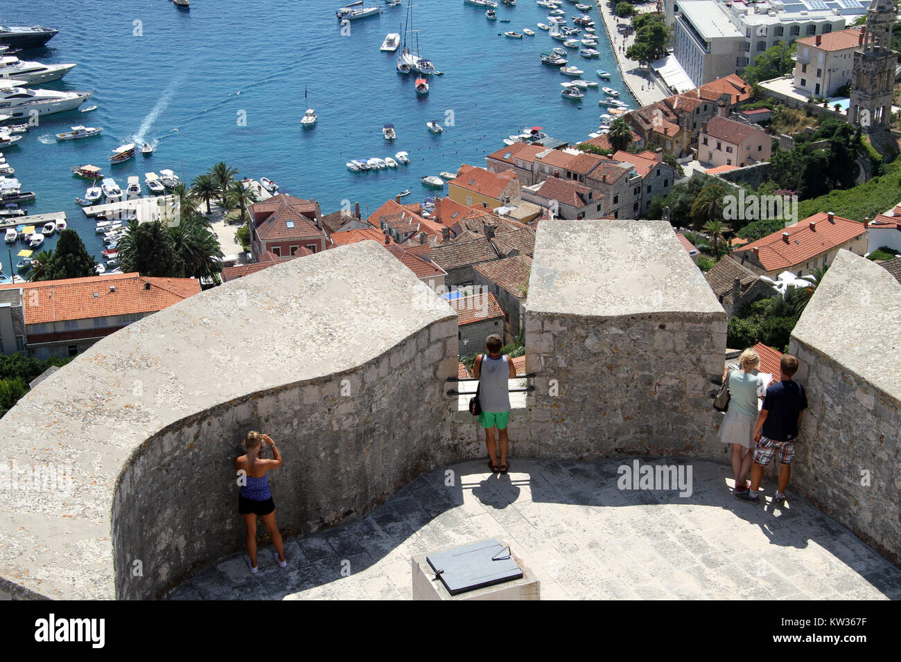 View from fortress on the port of Hvar, Croatia Stock Photo - Alamy