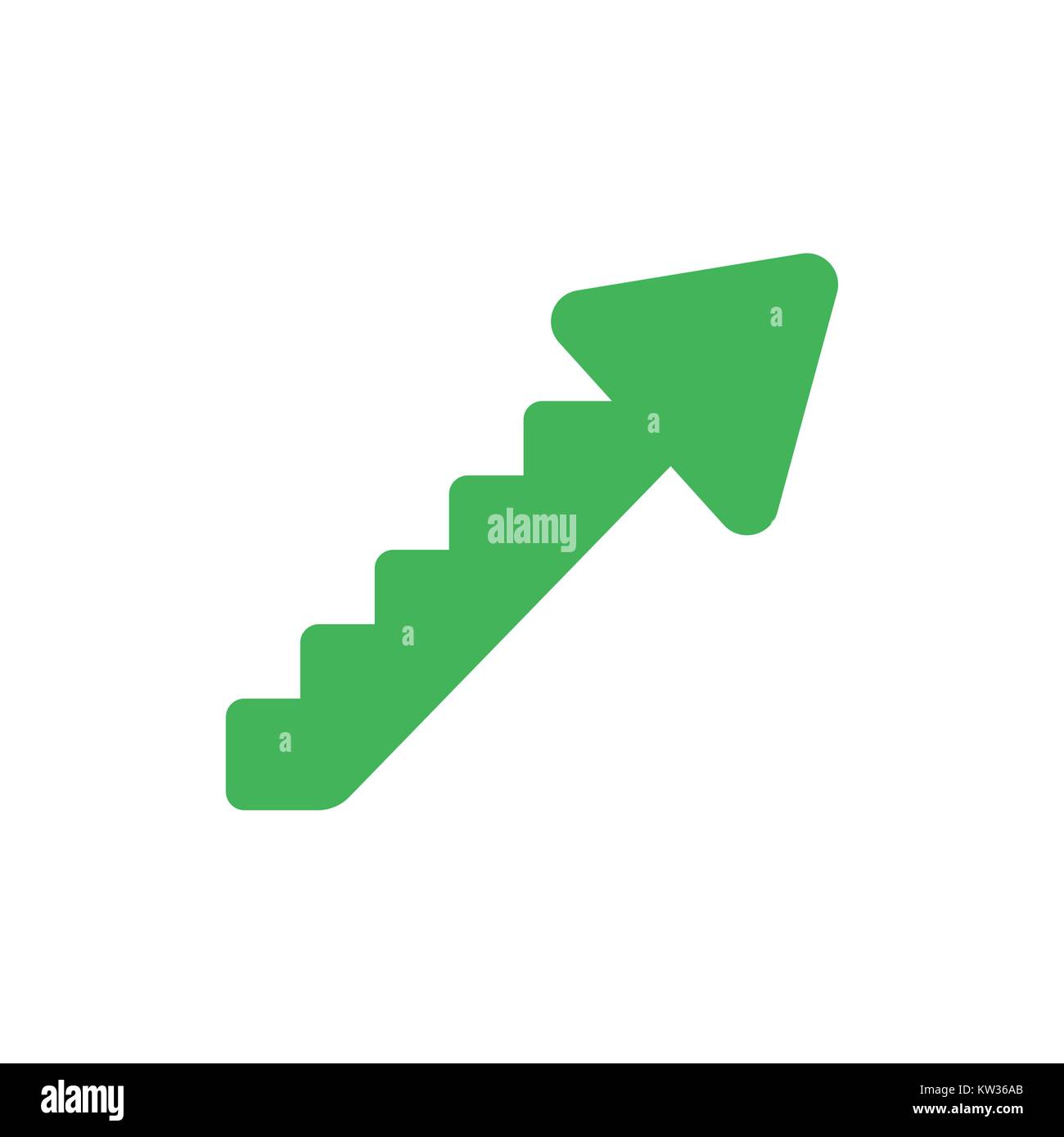 Flat design vector illustration concept of green arrow stairs symbol ...