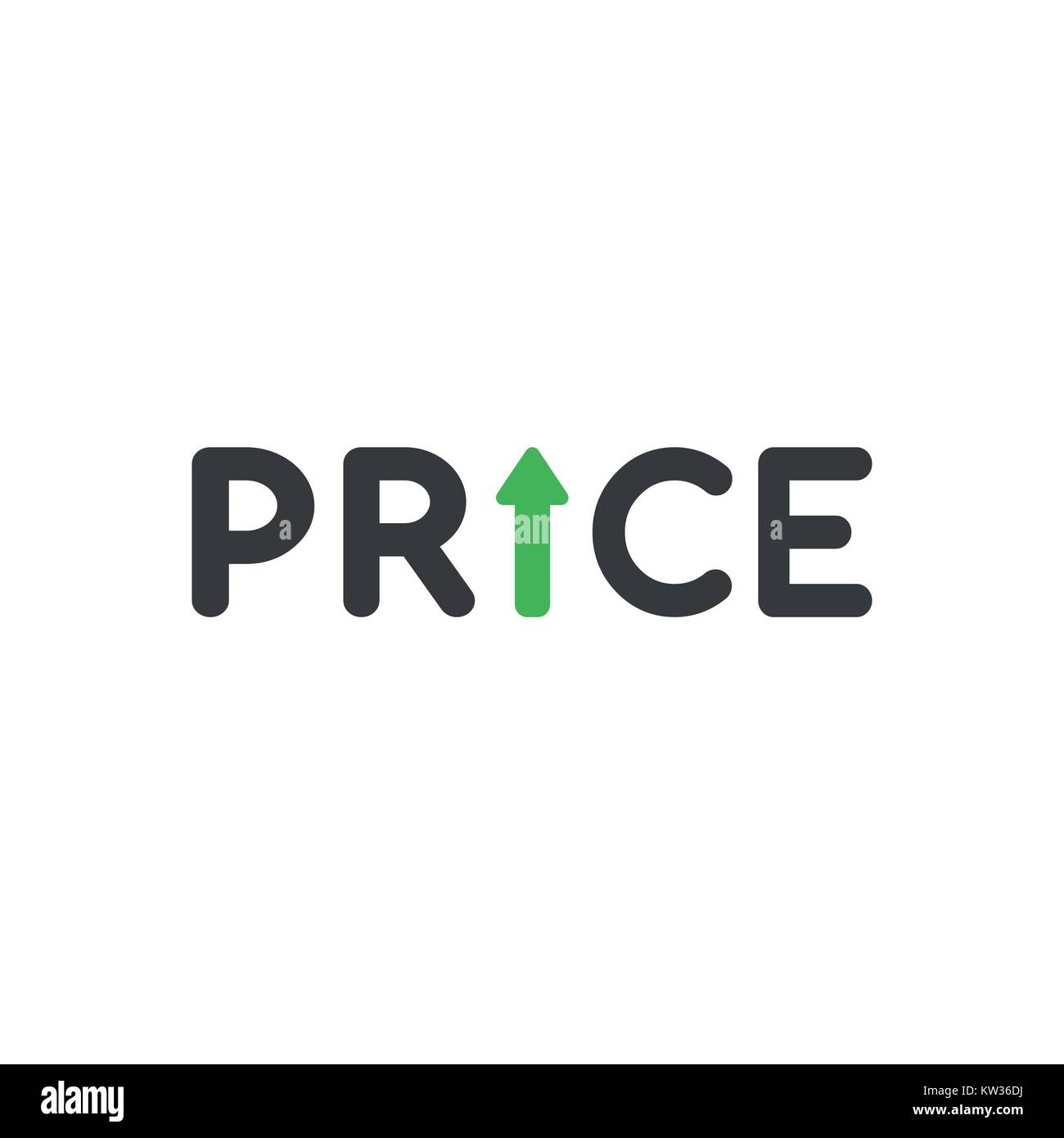 Flat design vector illustration concept of black price word with green ...