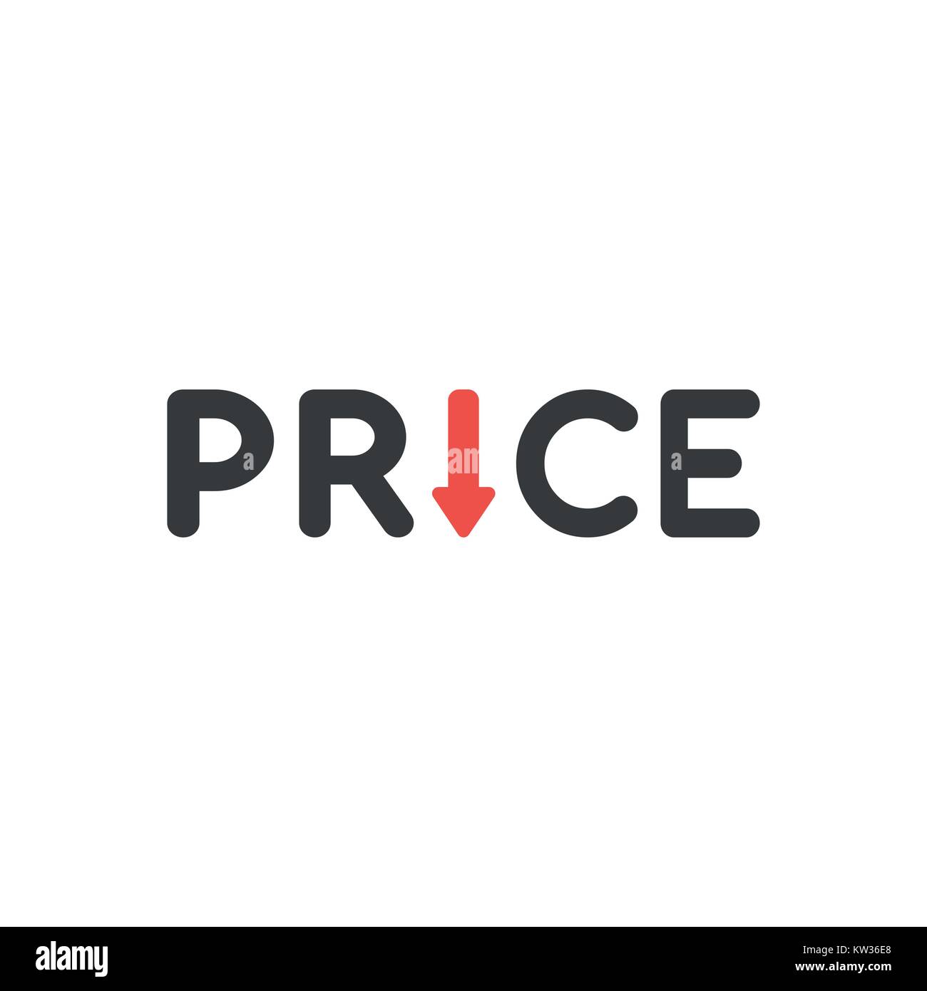 Flat design vector illustration concept of black price word with red ...