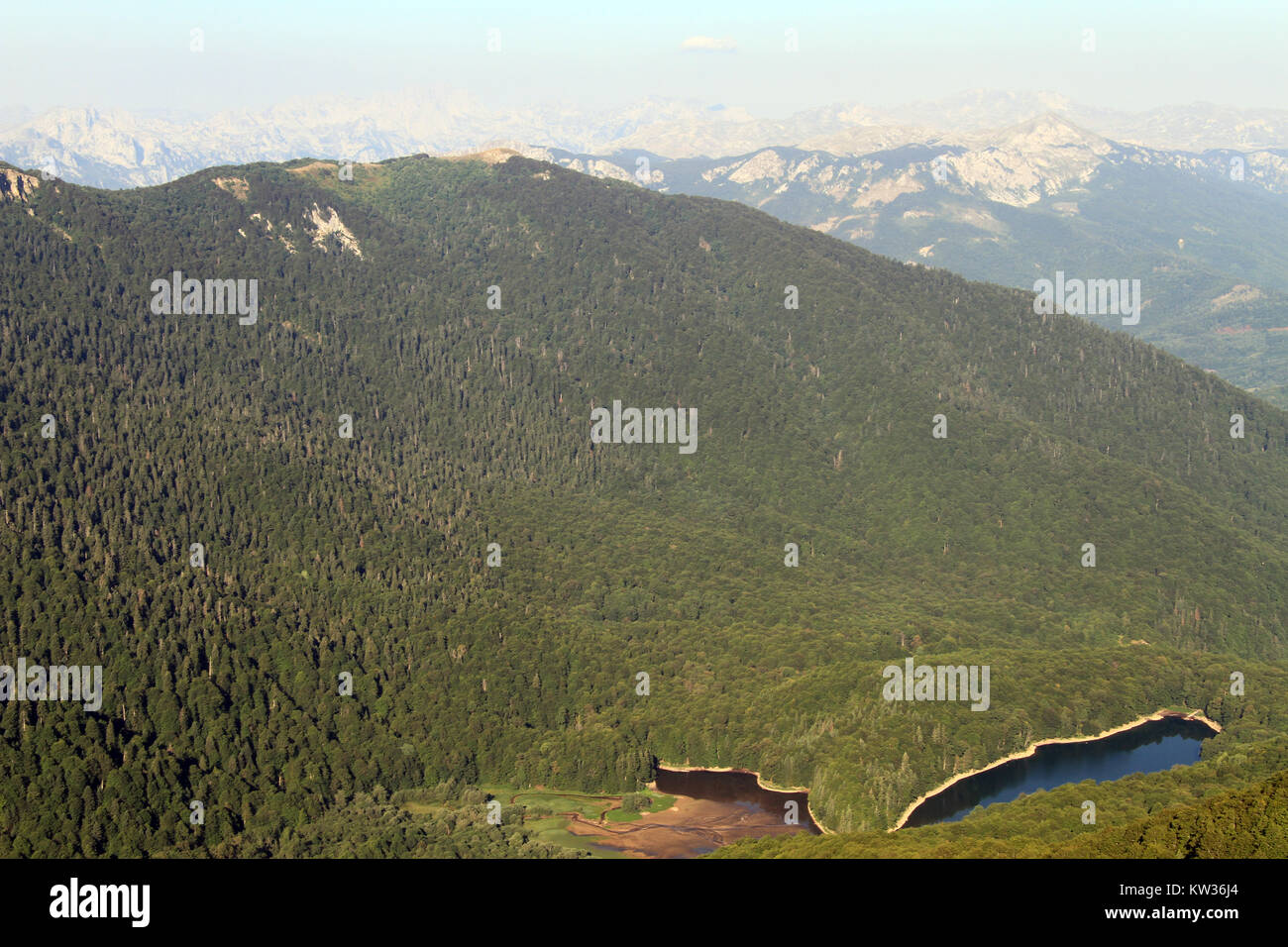 Two lakes in the forest in Beogradsko ezero national park, Montenegro ...