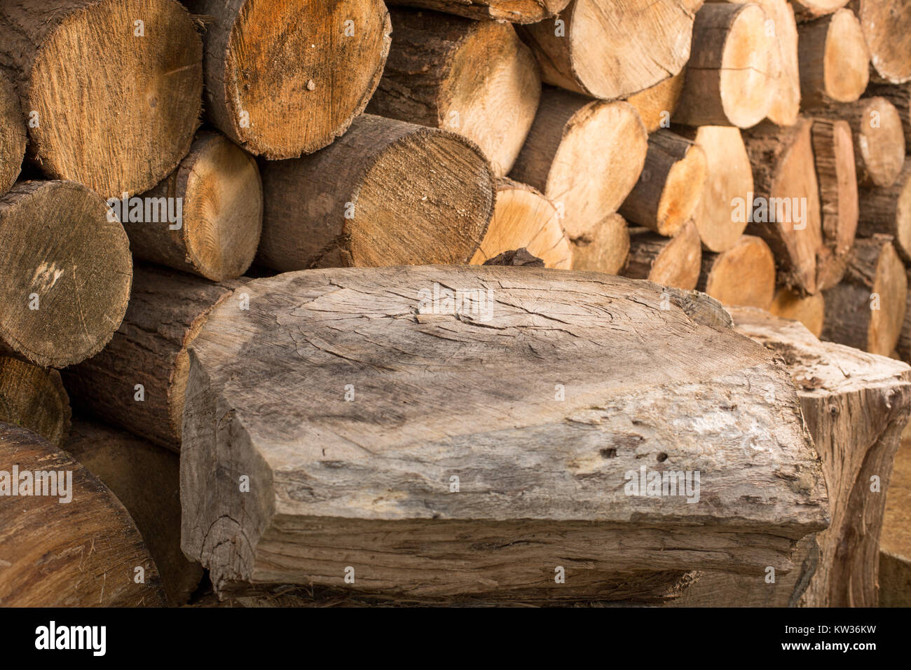 Logs for food setup Stock Photo - Alamy