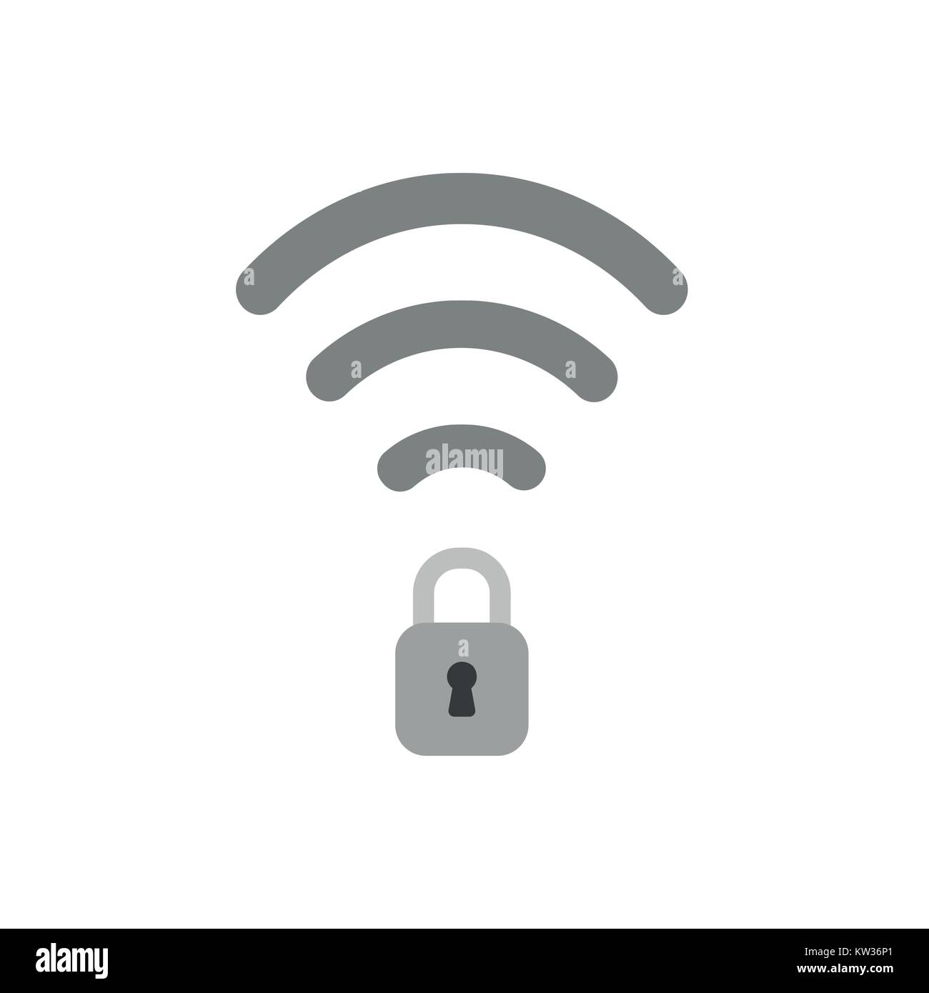 Flat design vector illustration concept of grey wifi wireless symbol ...
