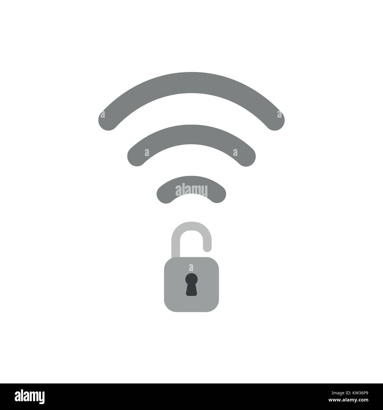 Flat design vector illustration concept of grey wifi wireless symbol ...