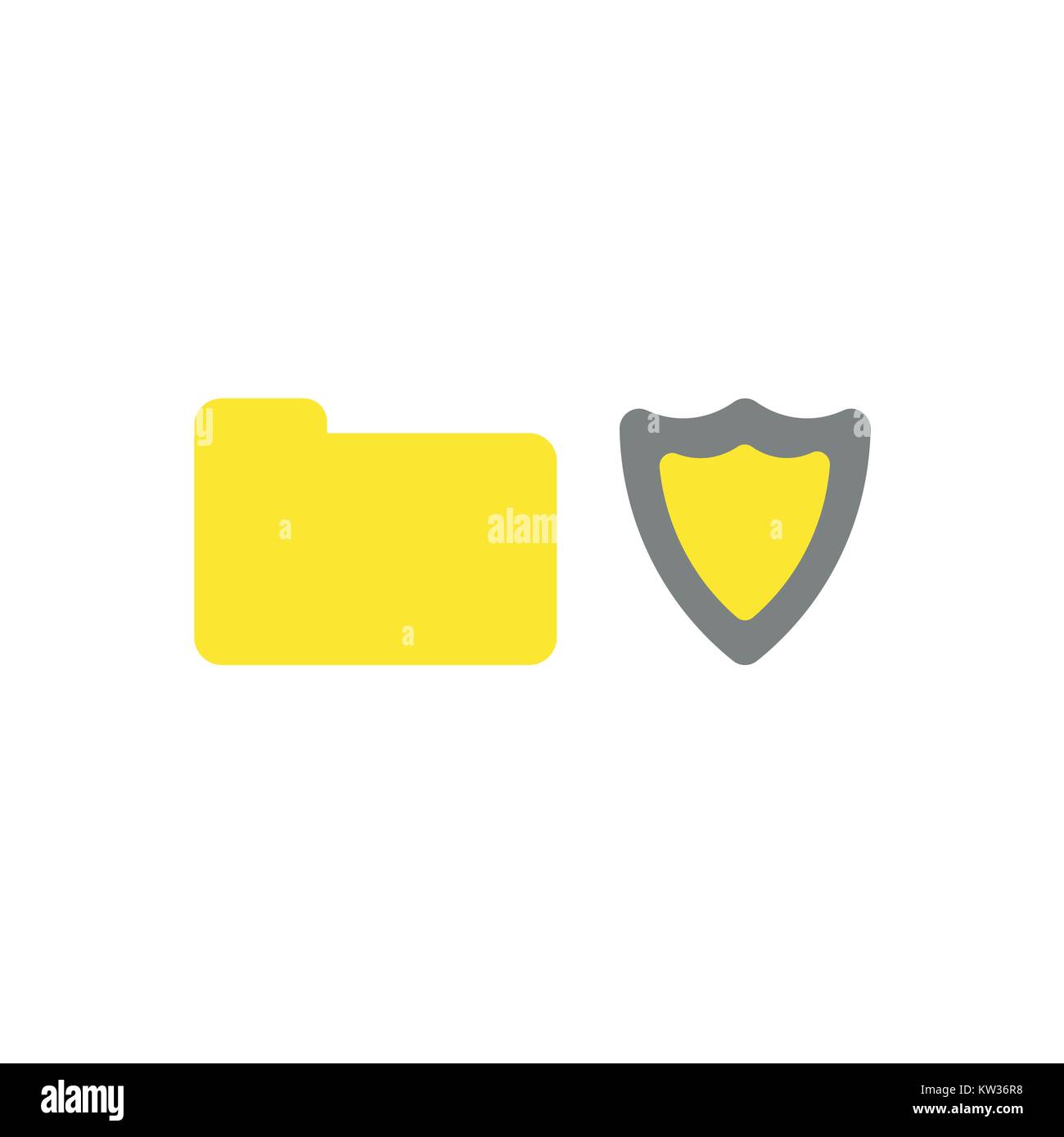 Flat design vector illustration concept of yellow closed folder with ...