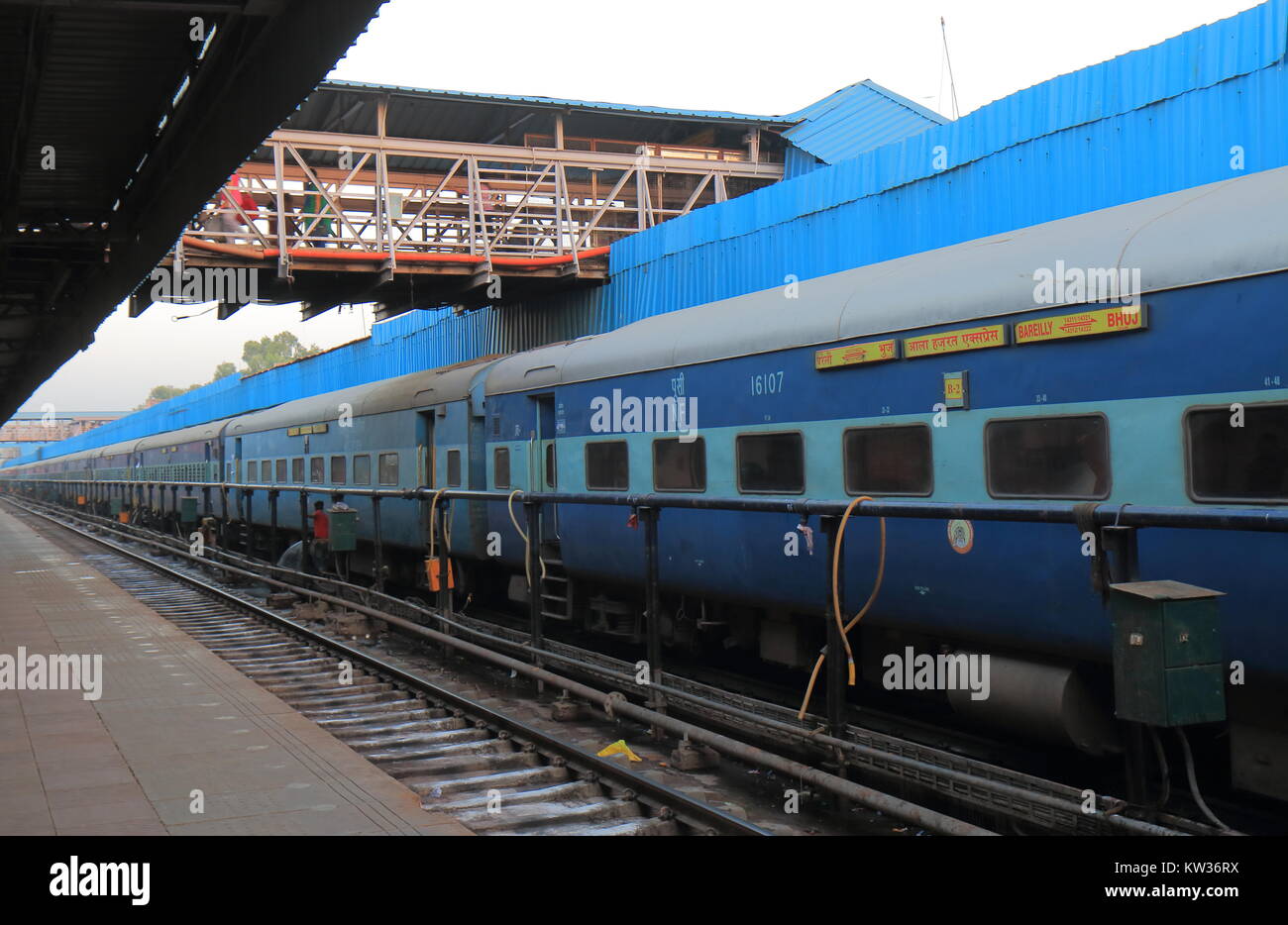 Long distance train parked at Jaipur train station in Jaipur India ...