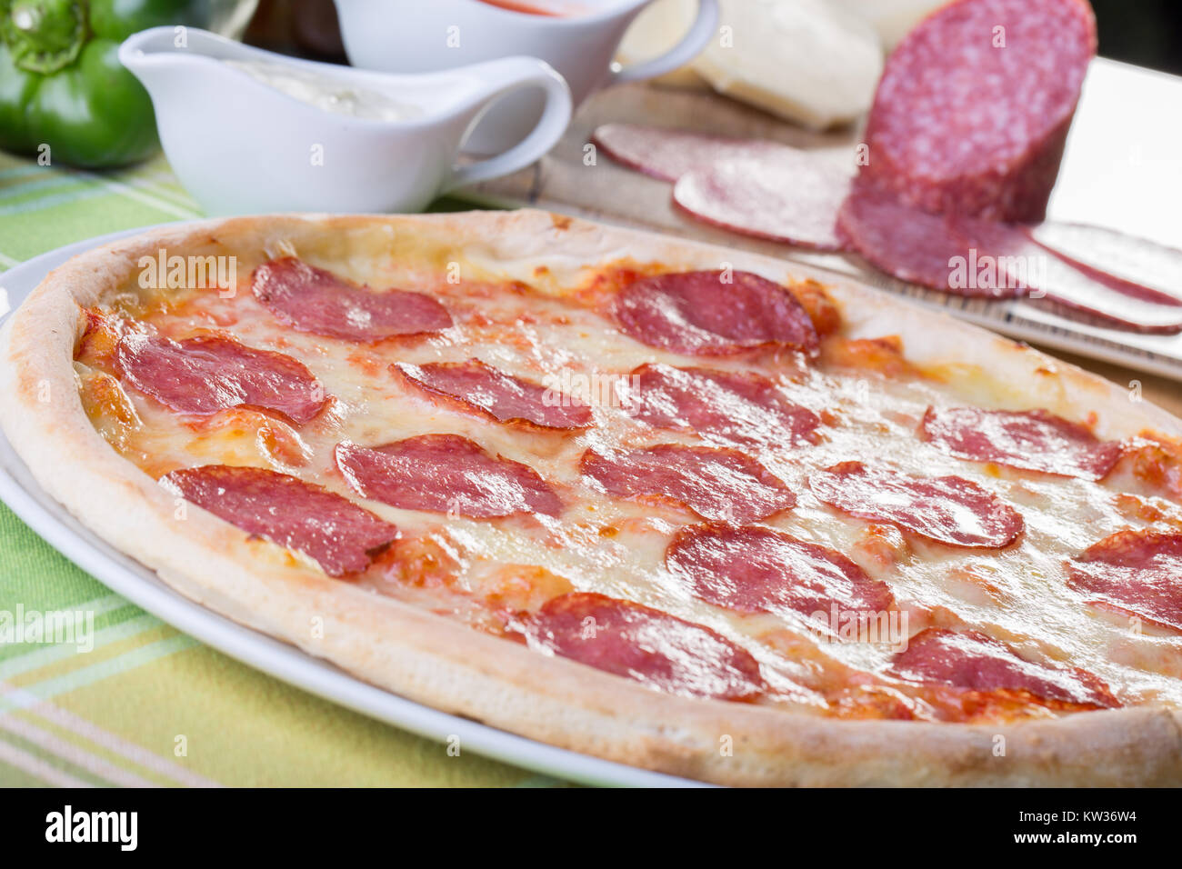 close up of traditional italian pizza with ingredients Stock Photo - Alamy