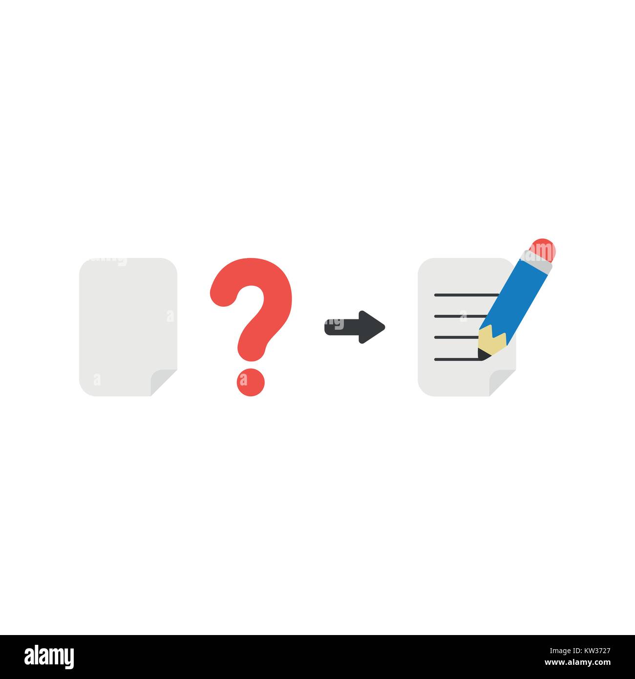 Flat design vector illustration concept of blank paper with red ...