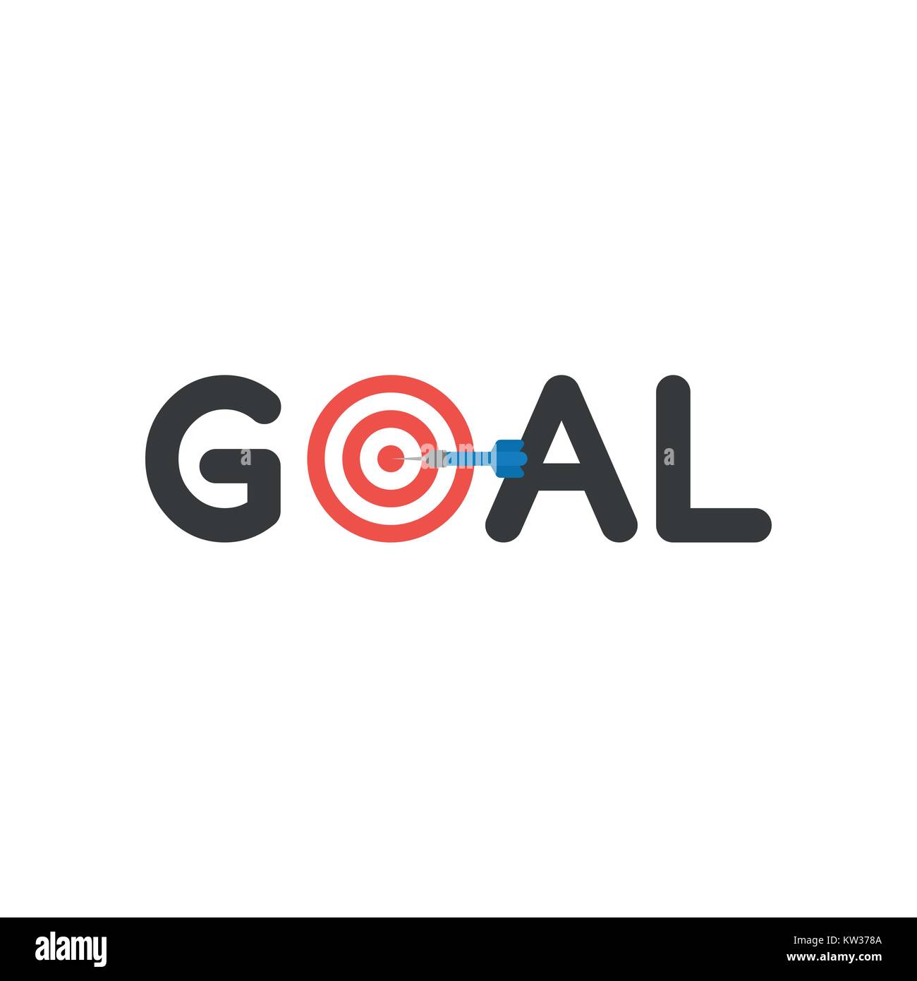 Flat design vector illustration concept of black goal word and bulls ...
