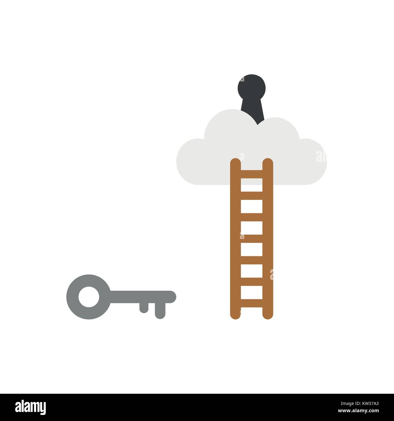 Flat design vector illustration concept of grey key symbol icon reach ...