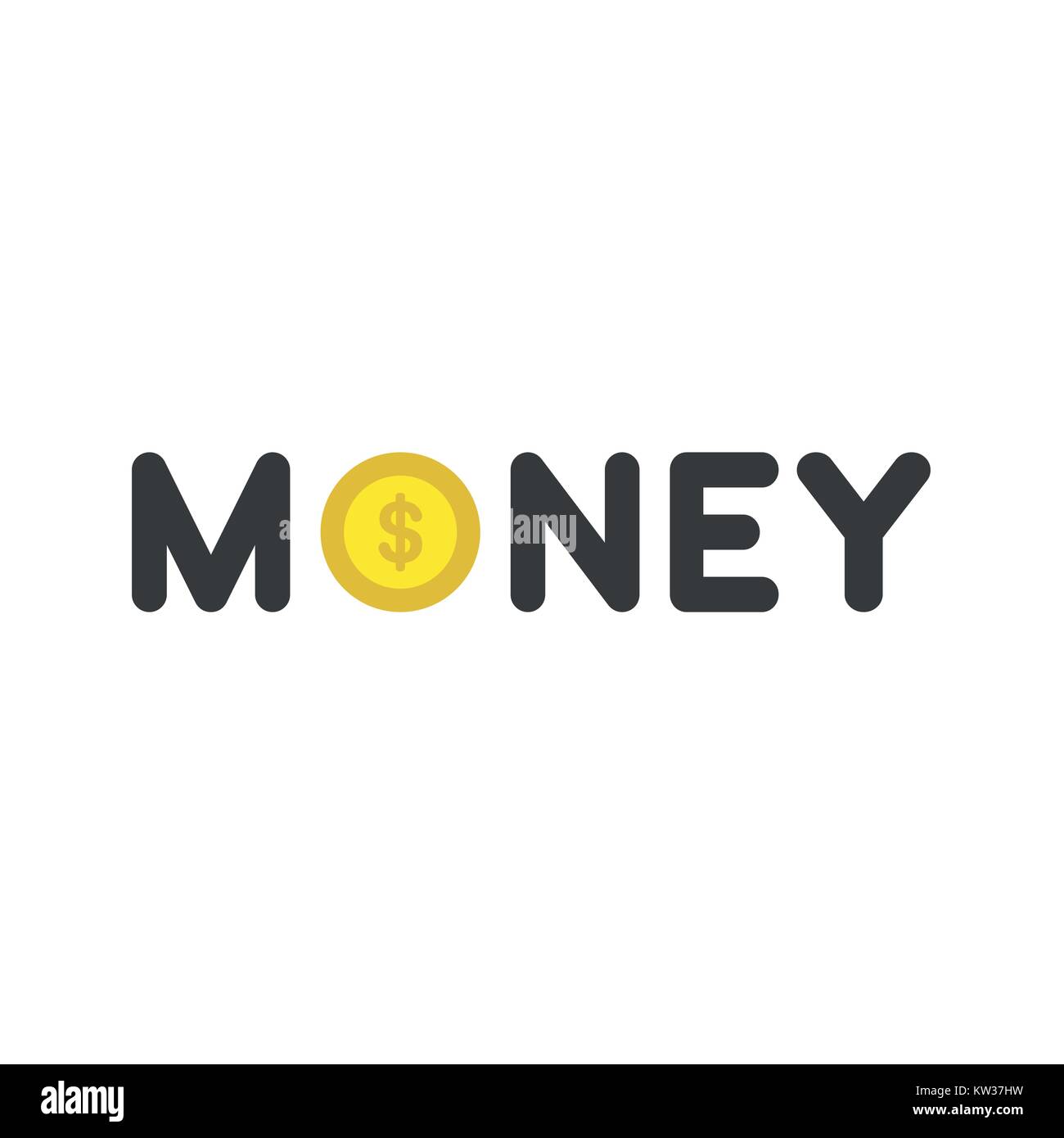 Flat design vector illustration concept of black money word with yellow ...