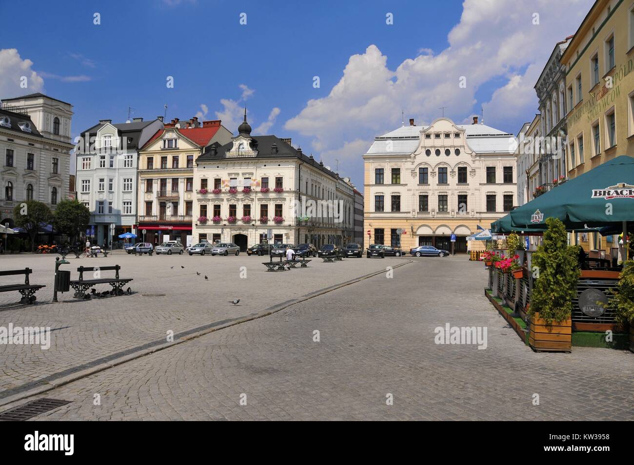 Townhouses on the market square in Cieszyn, Silesian Voivodeship ...