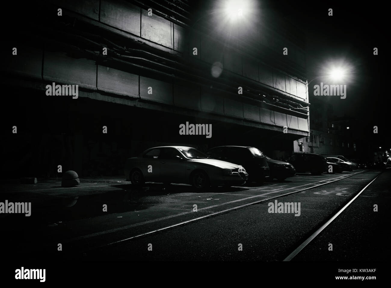 Horror scene of a dark street at night Stock Photo - Alamy