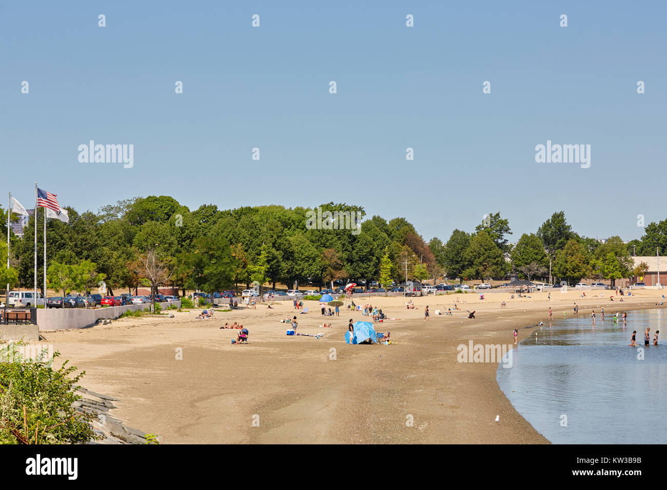 Pleasure Bay Beach near Castle Island, South Boston, Massachusetts, USA ...