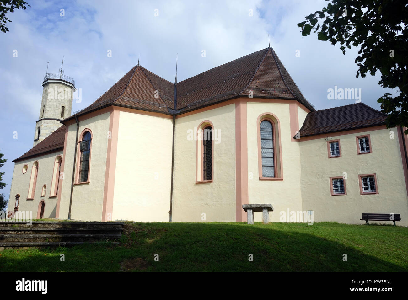 SPAICHINGEN, GERMANY - CIRCA AUGUST 2015 Tower on the corner of ...