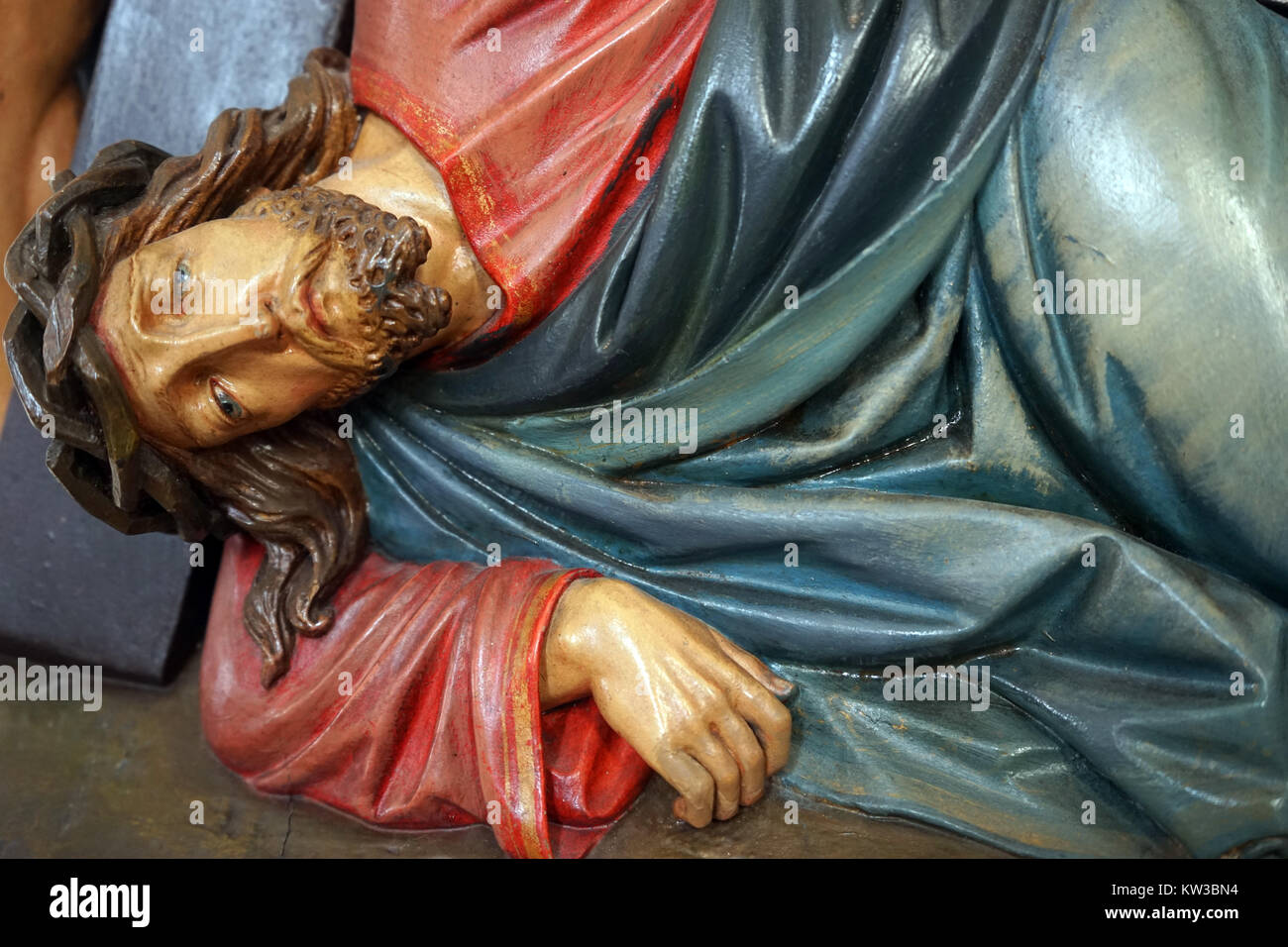 SPAICHINGEN, GERMANY - CIRCA AUGUST 2015 Statue of Crist inside ...