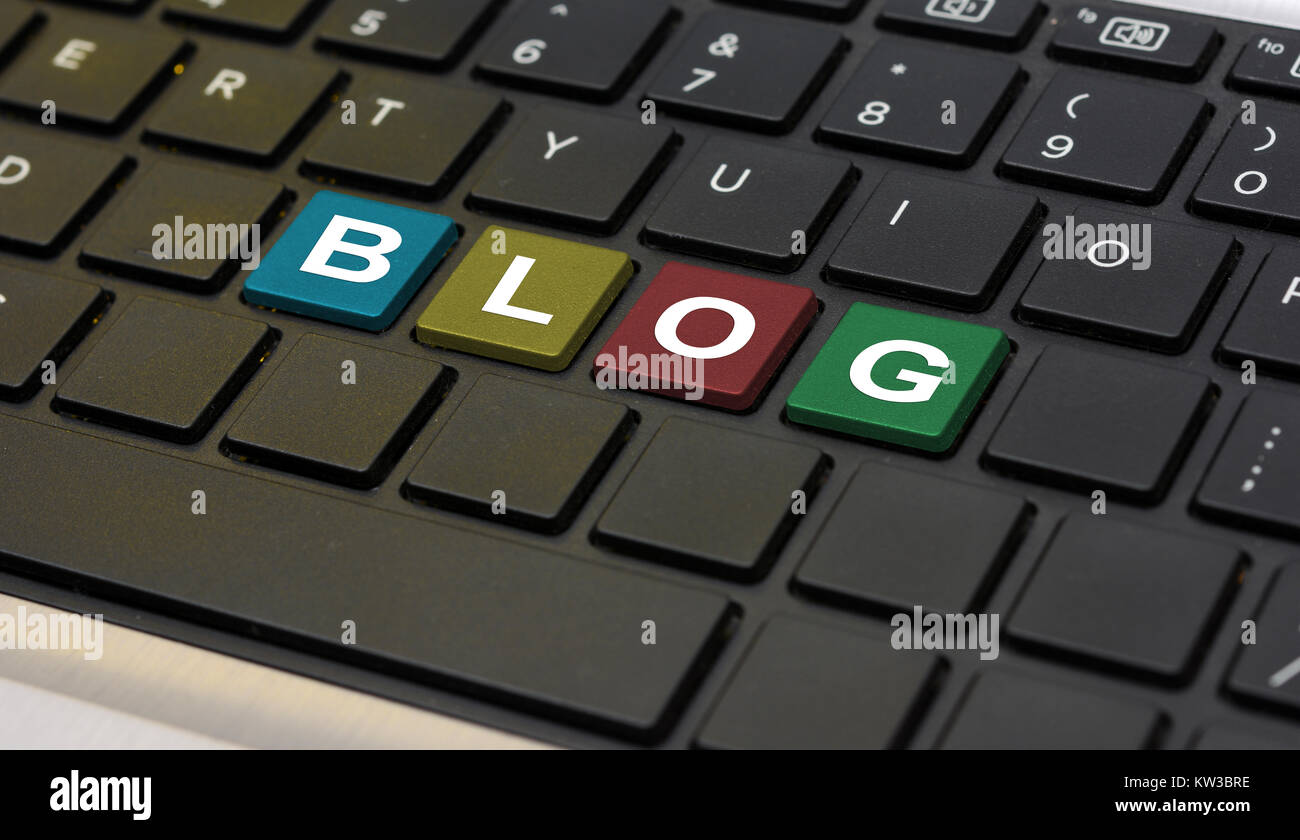 Blog Word wrritten on Laptop Keyboard closeup Stock Photo - Alamy