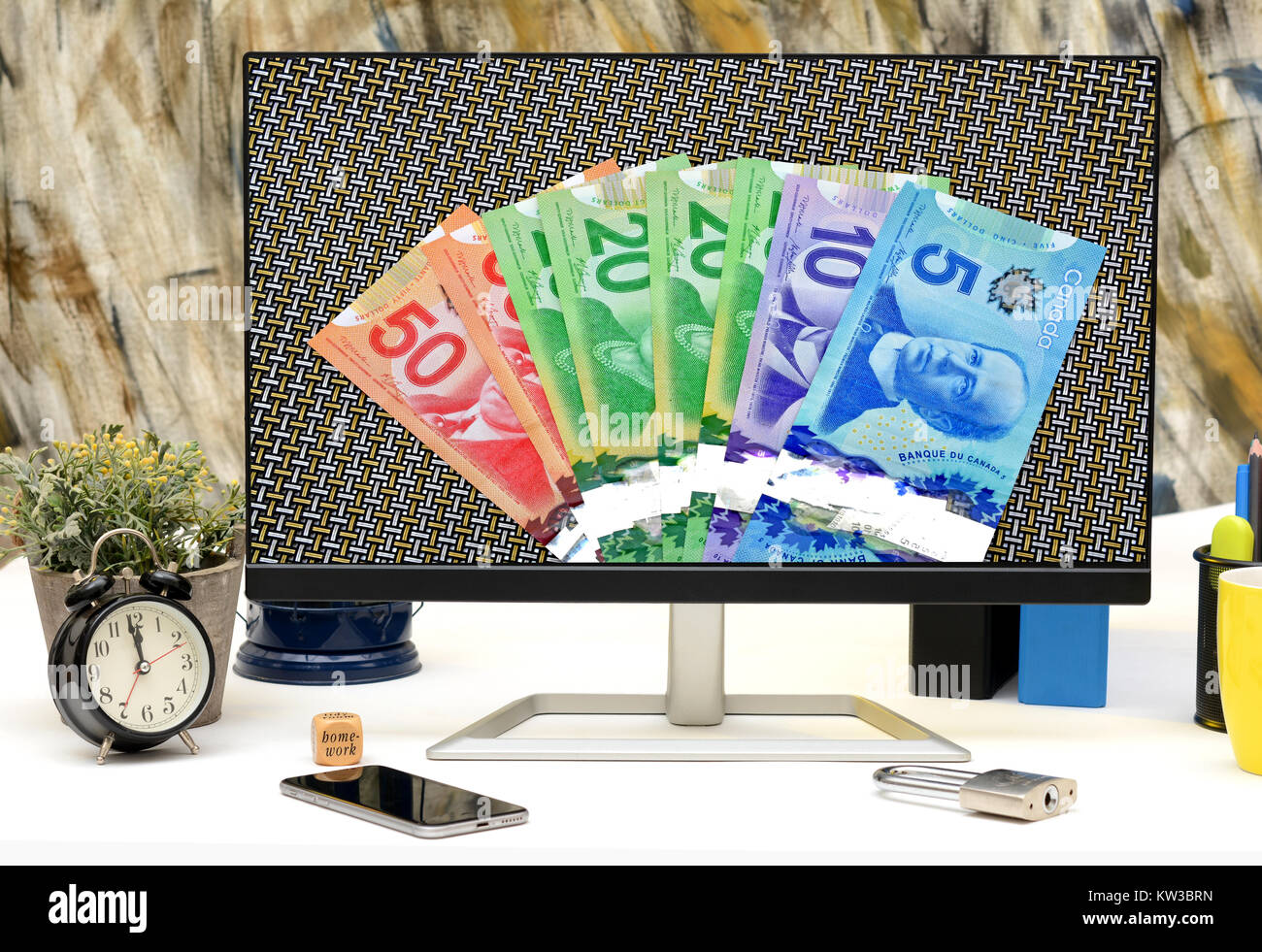 Canadian Currency Bank Notes in LCD screen Stock Photo - Alamy