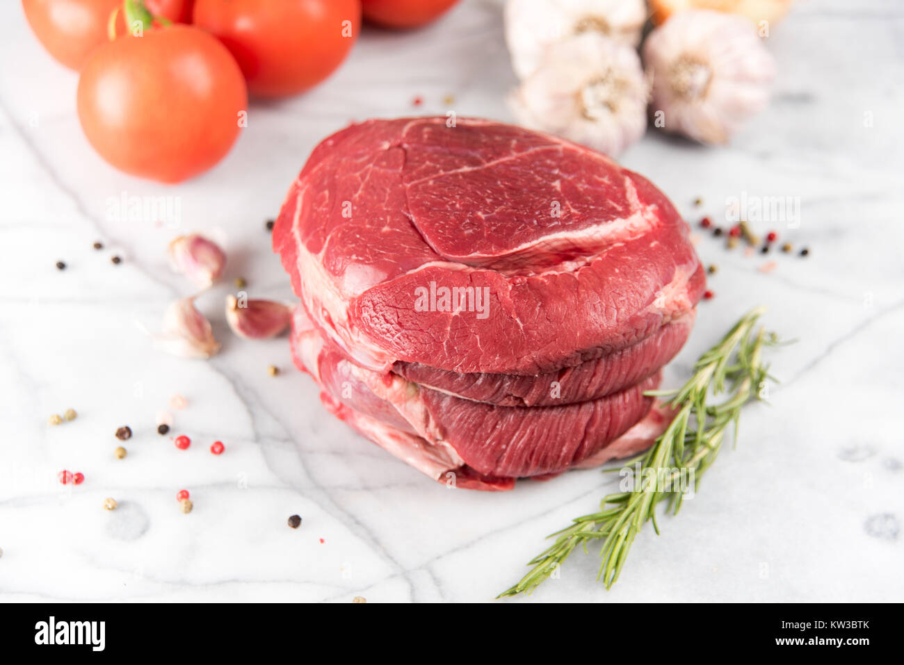 Raw Grass-Fed Beef Roast on Kitchen Counter Ready for Seasoning Stock ...