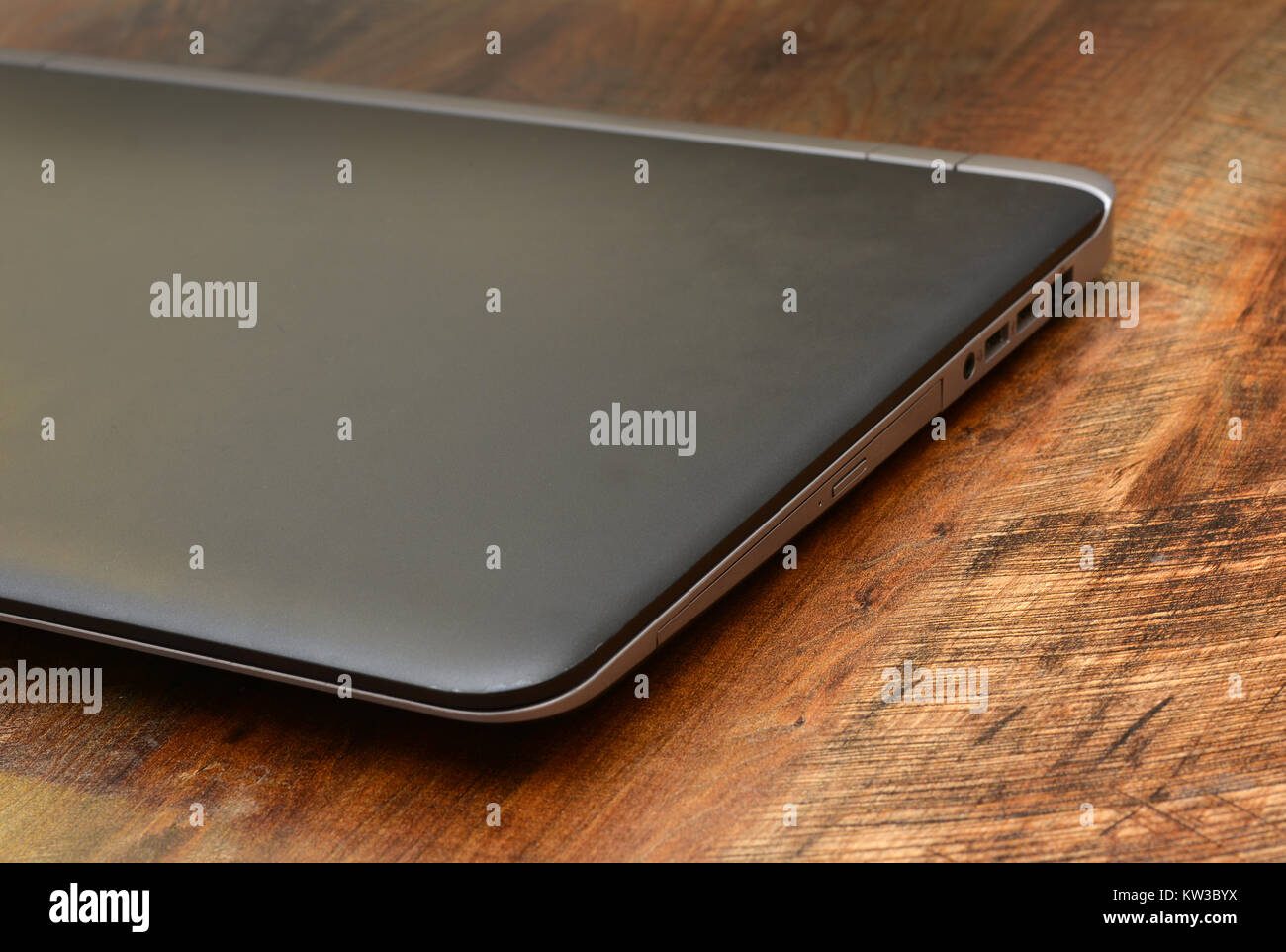 Laptop on office table flipped view Stock Photo - Alamy