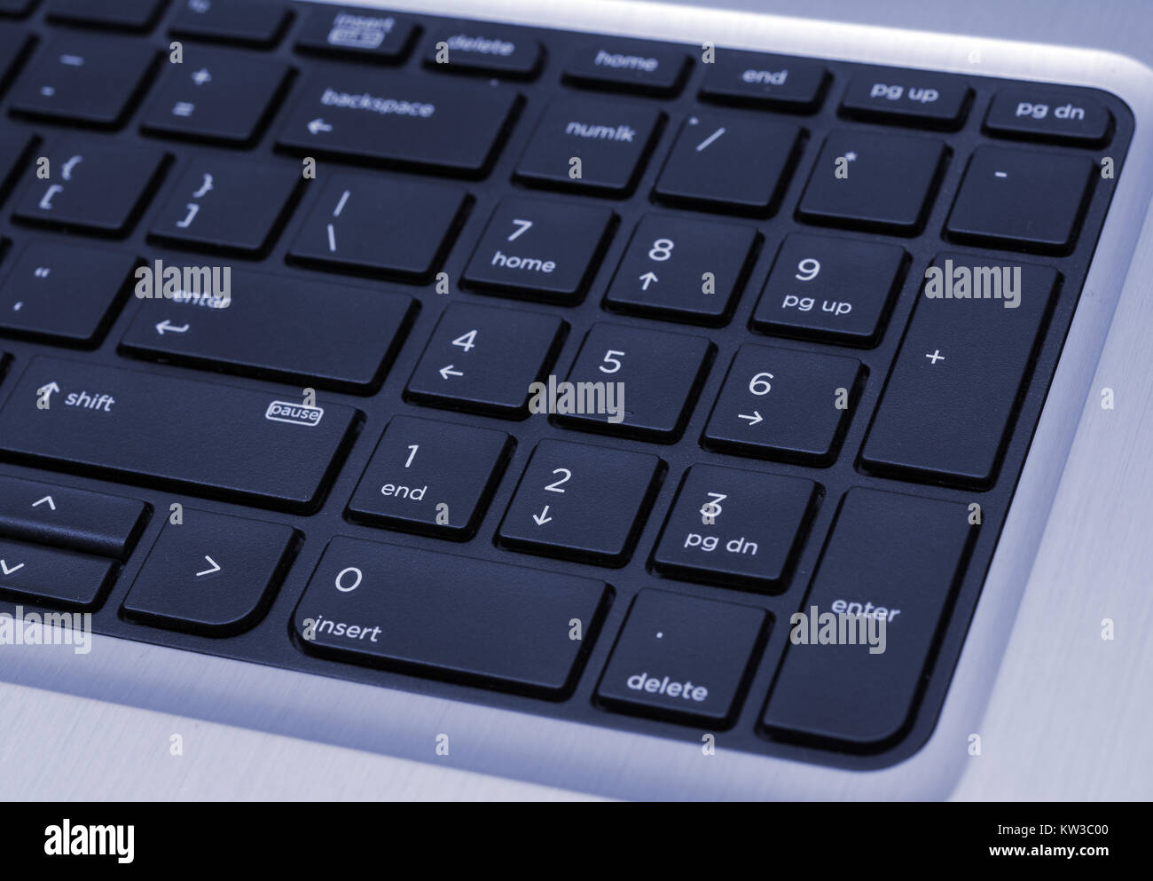 Top View of Keyboard closeup blue background banner Stock Photo - Alamy