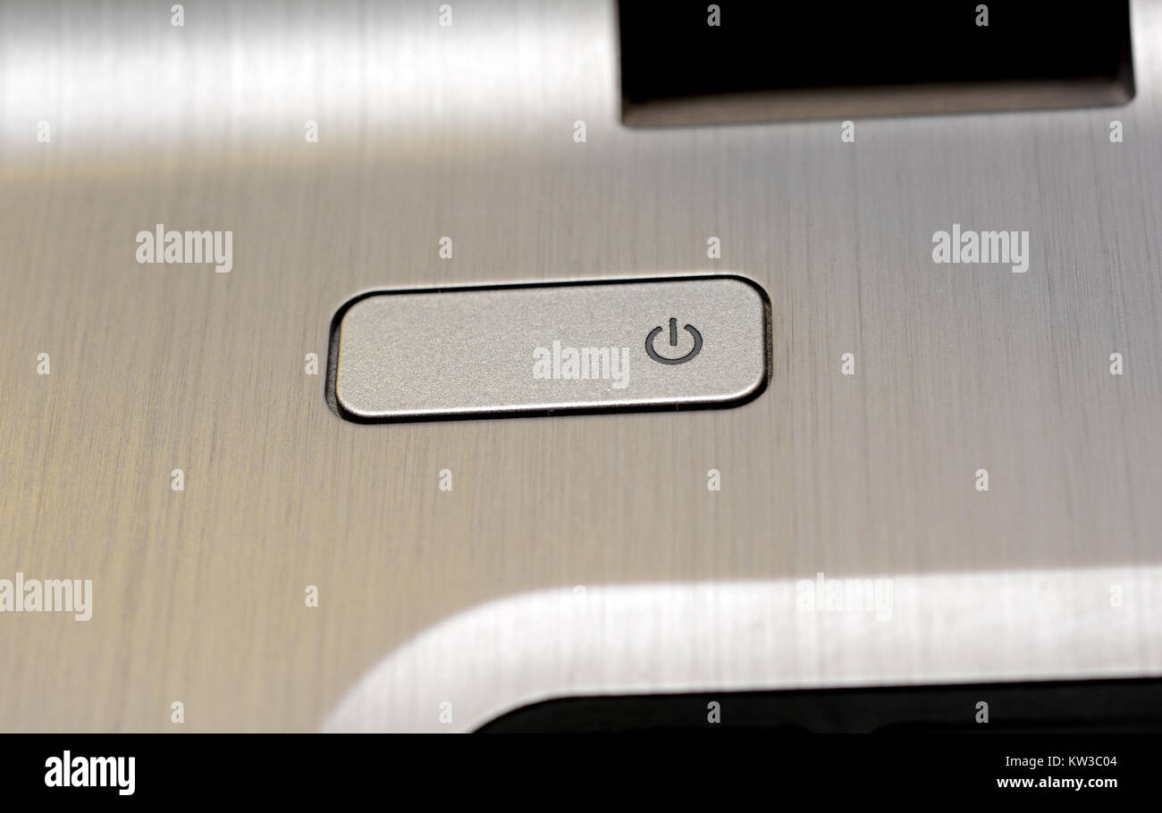 Power Off Button Closeup on Laptop Stock Photo - Alamy