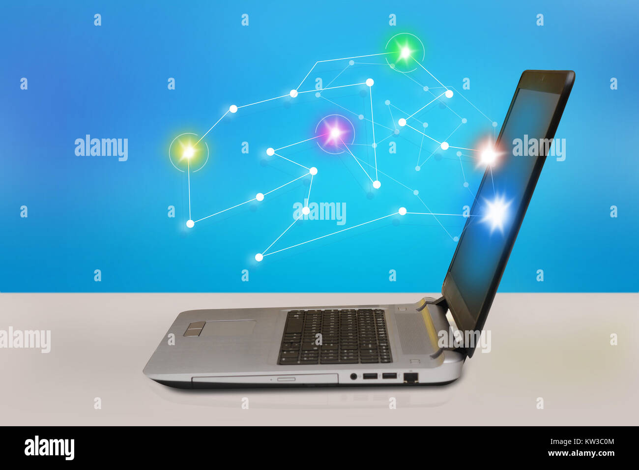 Social Networking connecting the world together concept on laptop ...