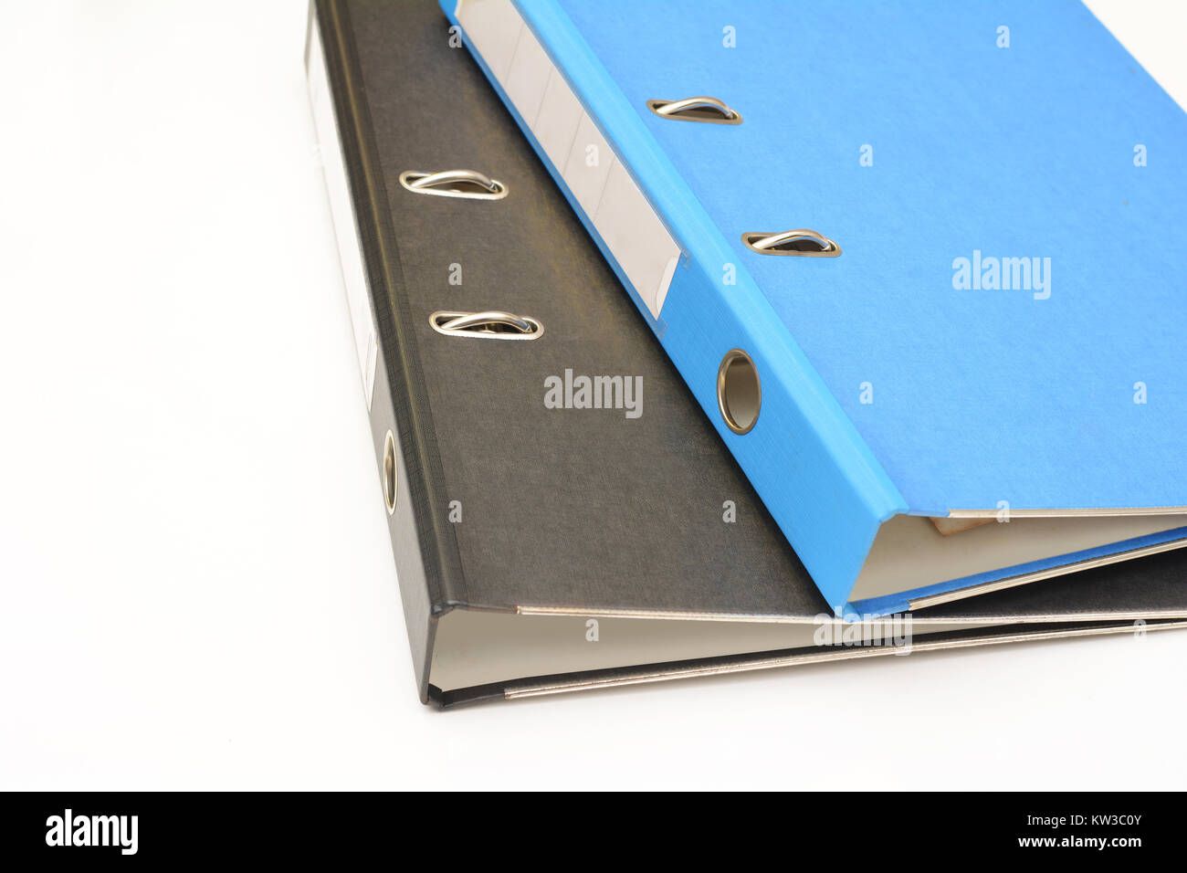 Office Supplies documents folders on White background Stock Photo - Alamy