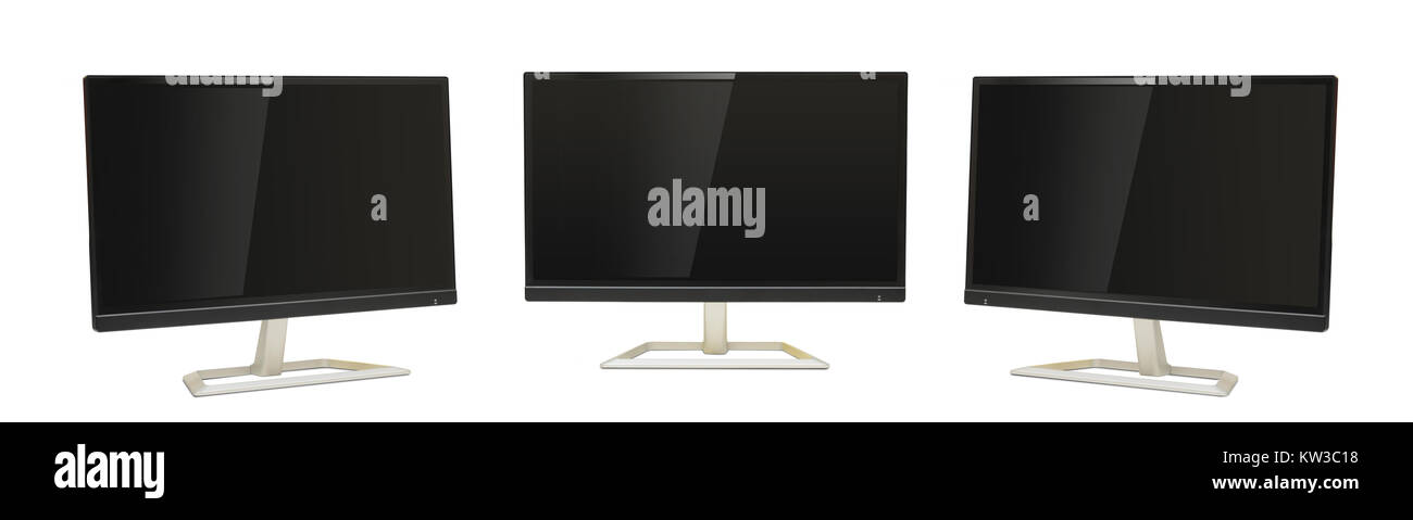 Set of Black Screen Monitor on White background Stock Photo - Alamy