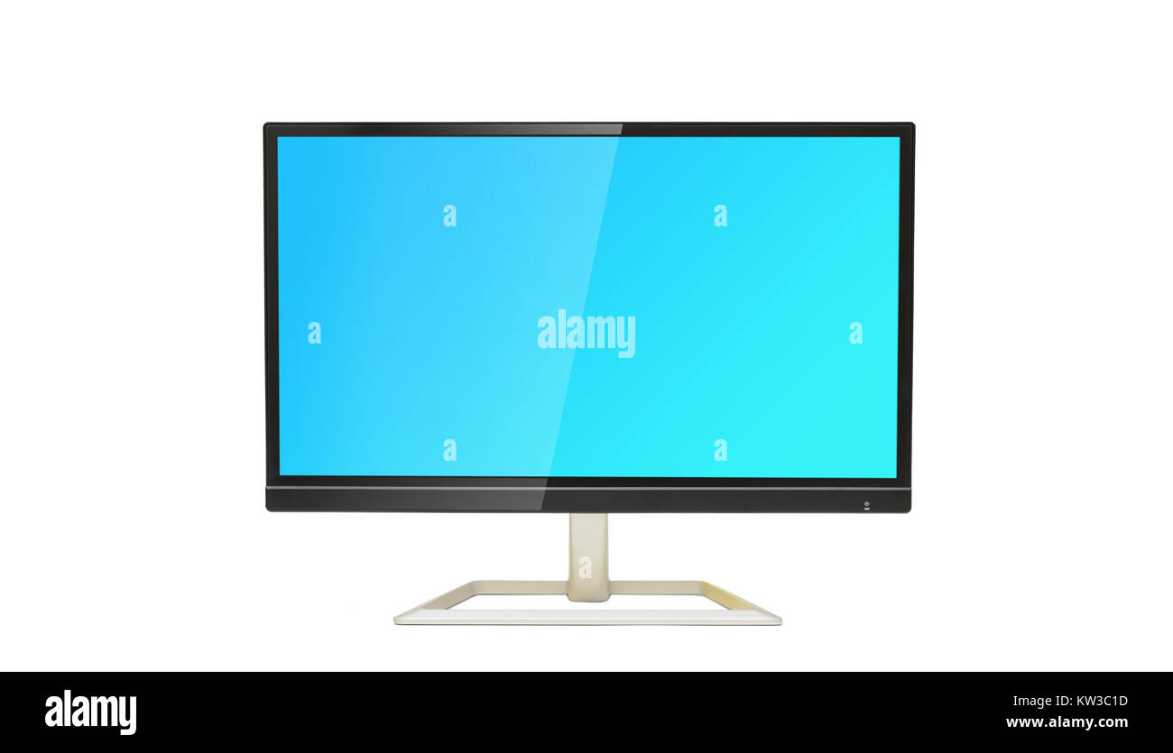 Digital Monitor Display on white background with blue screen Stock ...