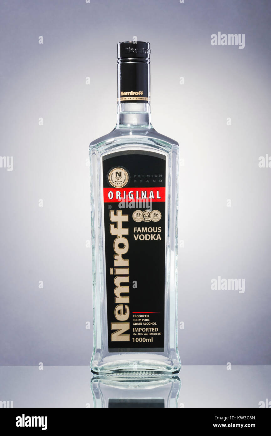 Nemiroff vodka isolated on gradient background. Nemiroff company was ...