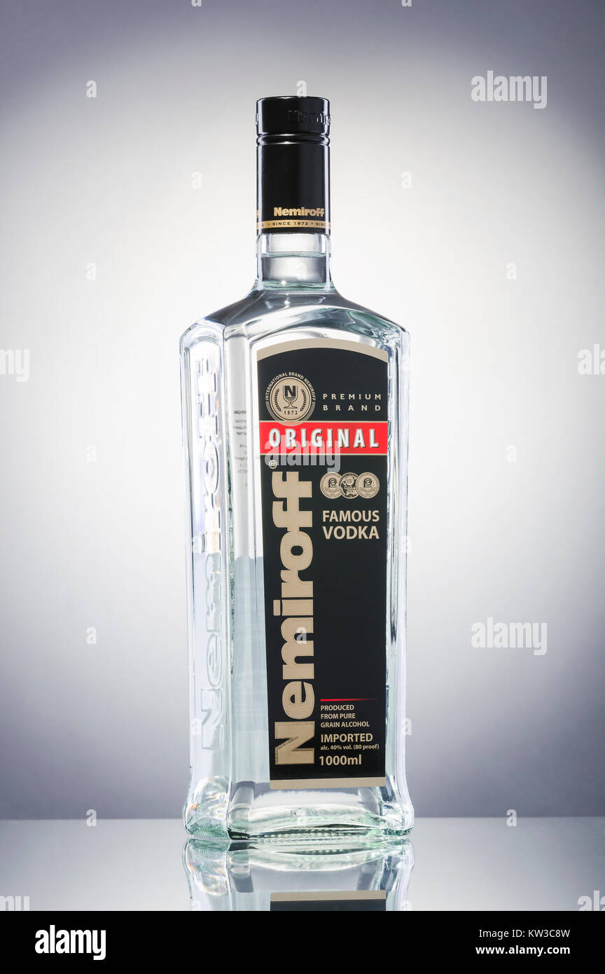 Nemiroff vodka isolated on gradient background. Nemiroff company was ...