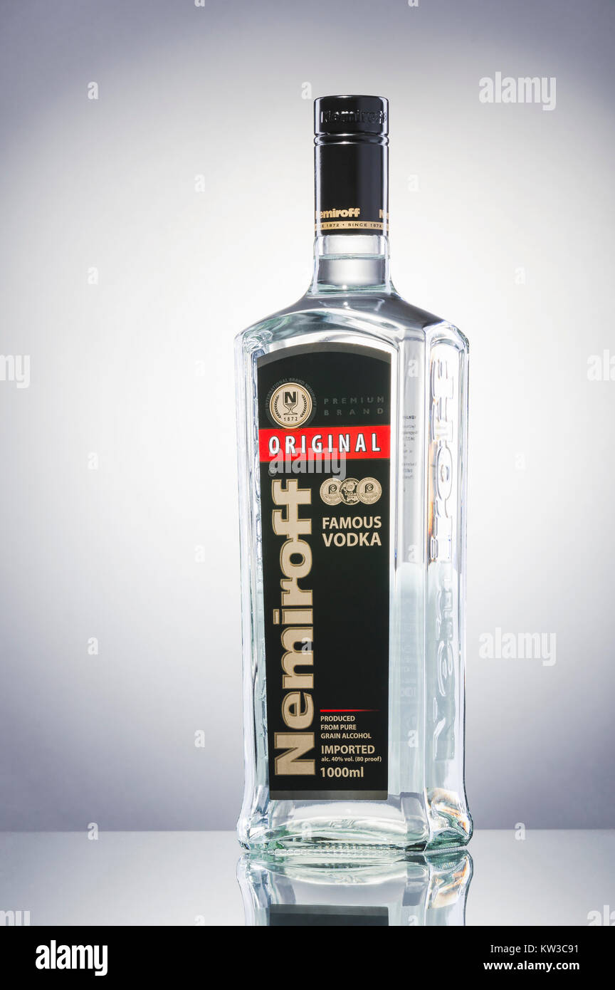 Nemiroff vodka isolated on gradient background. Nemiroff company was ...