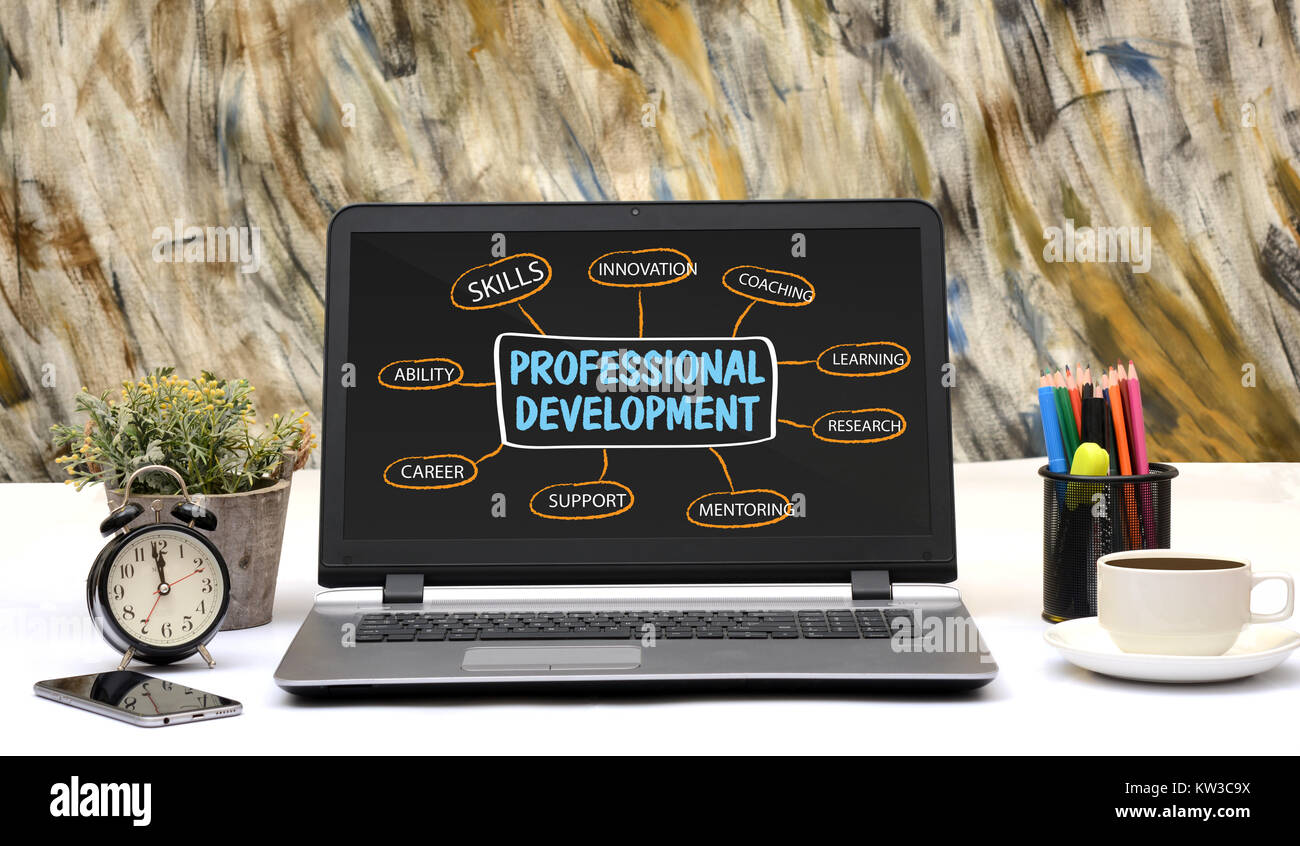 Professional Development Chart drawing on office laptop screen Stock ...