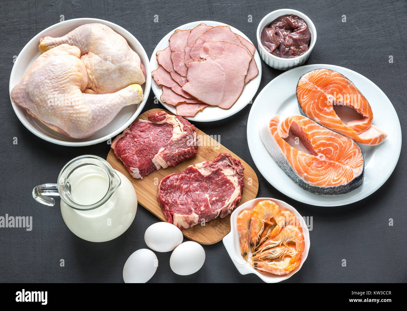 Protein diet: raw products Stock Photo - Alamy