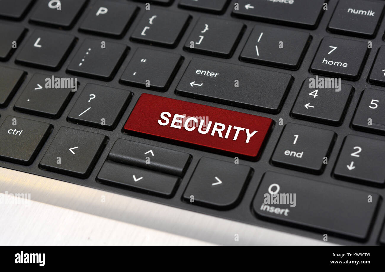 Security Button on Keyboard closeup view Stock Photo - Alamy