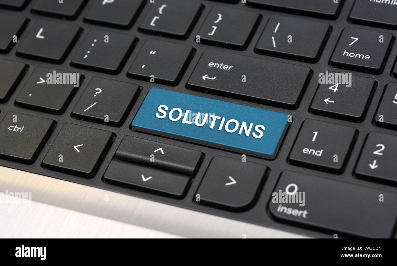 Solutions Button keyboard customers service concept Stock Photo - Alamy