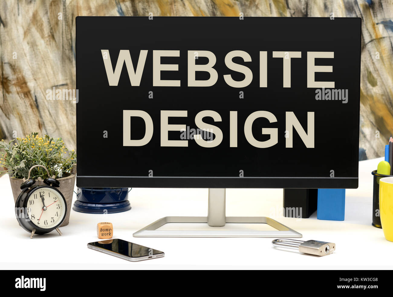 Website Design concept on workstation monitor Stock Photo - Alamy