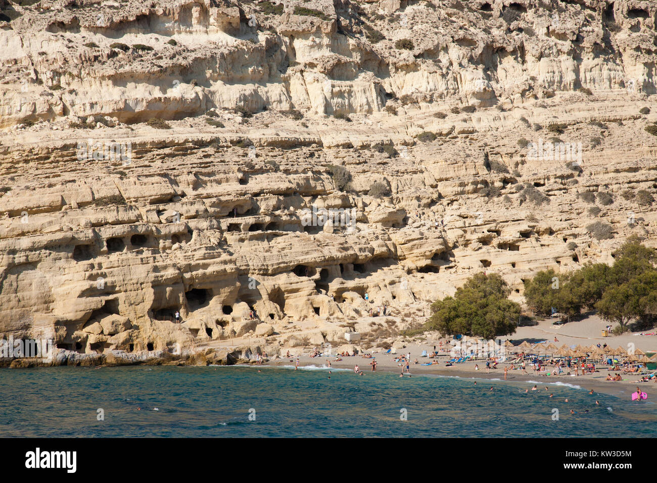 Matala beach, Crete island, Greece, Europe Stock Photo - Alamy
