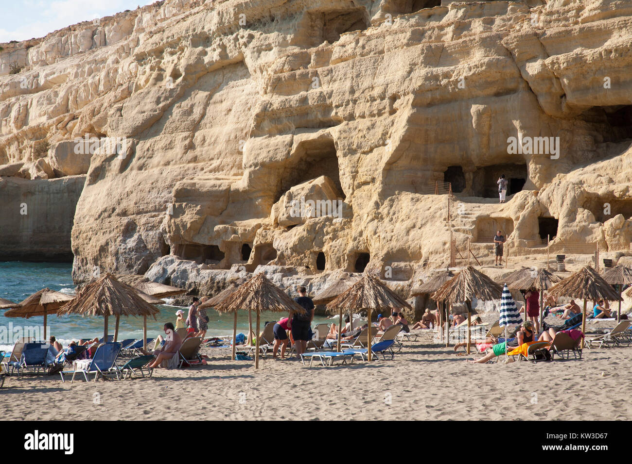 Matala beach, Crete island, Greece, Europe Stock Photo - Alamy