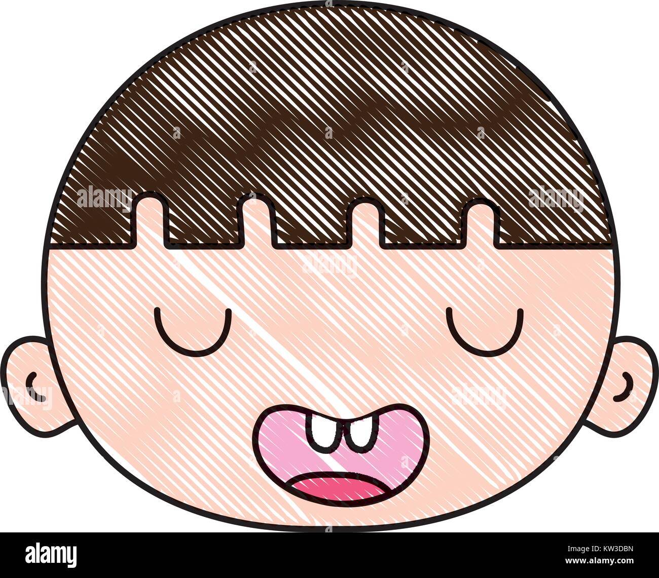 grated funny avatar boy head with hair vector illustration Stock Vector ...
