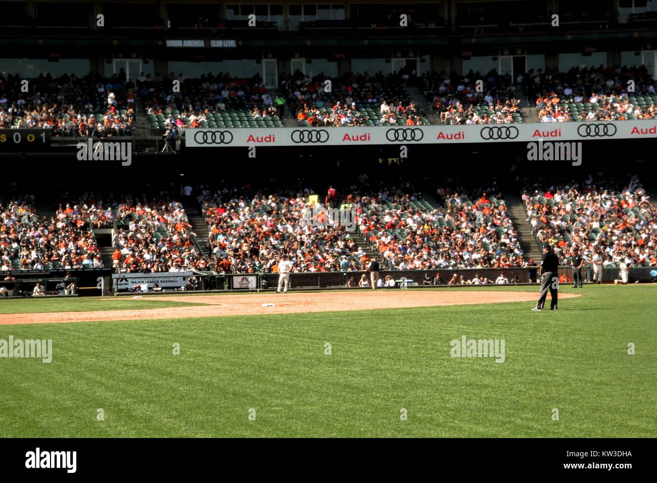 Baseball game of the San Francisco Giants in their stadium captured ...