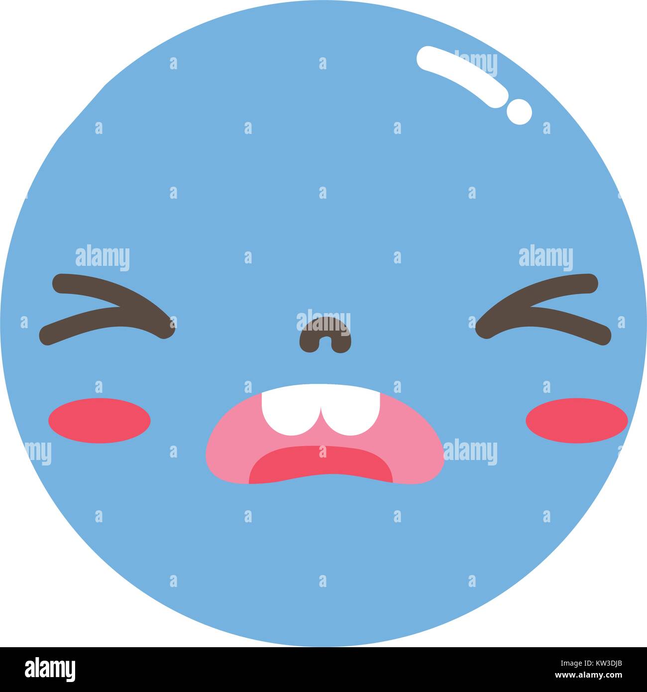 full color kawaii head with cute pity face vector illustration Stock ...