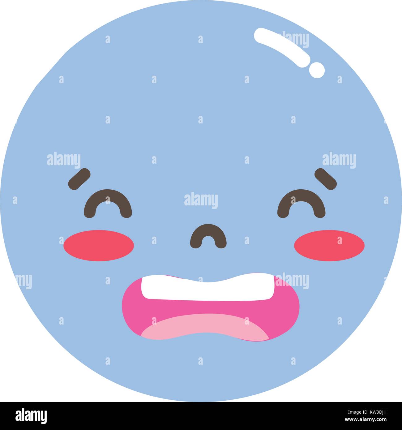 full color kawaii head with cute disgusted face vector illustration ...