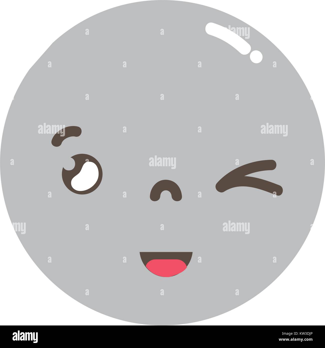 full color kawaii head with cute funny face vector illustration Stock ...