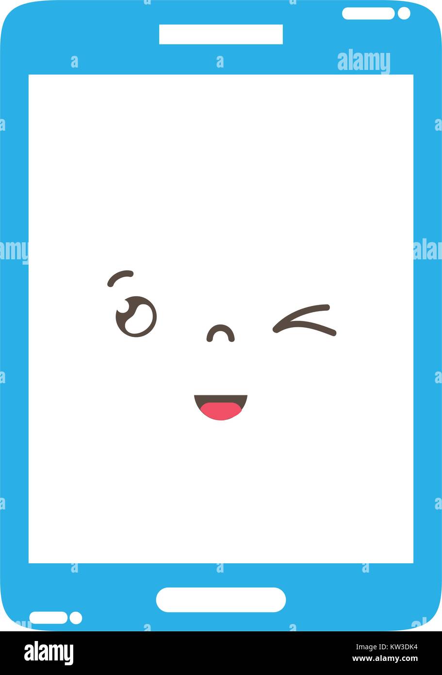 full color kawaii smartphone cute funny face vector illustration Stock ...